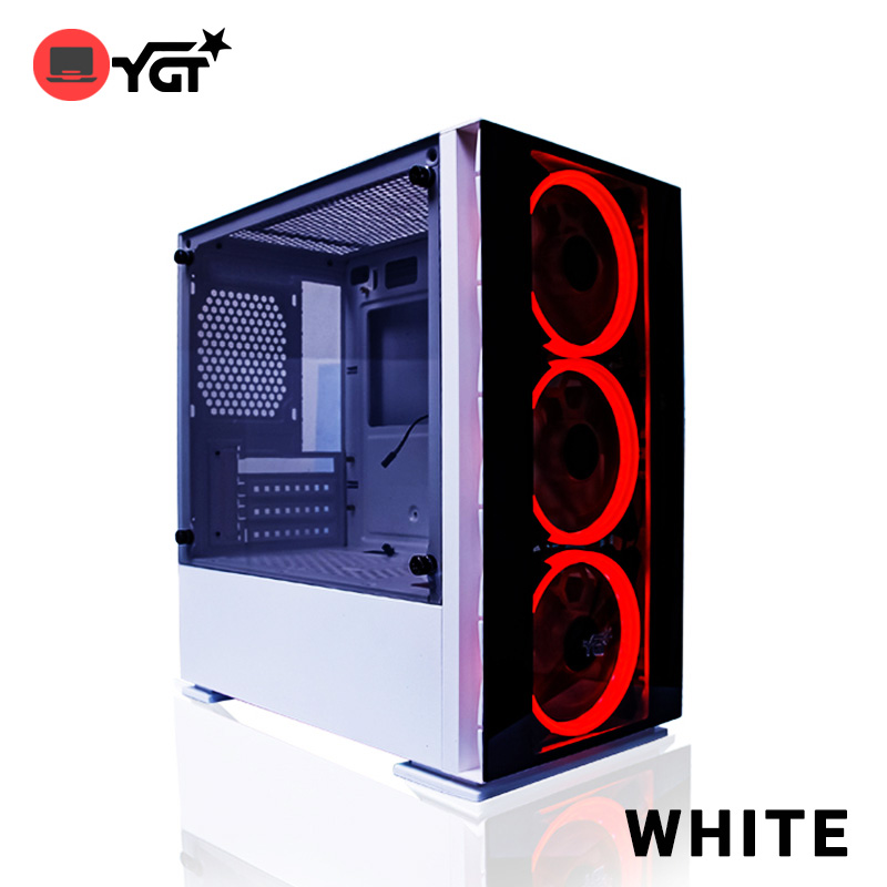 YGT Gaming PC Case With Tempered Glass Mid Tower Micro ATX/ITX Desktop ...