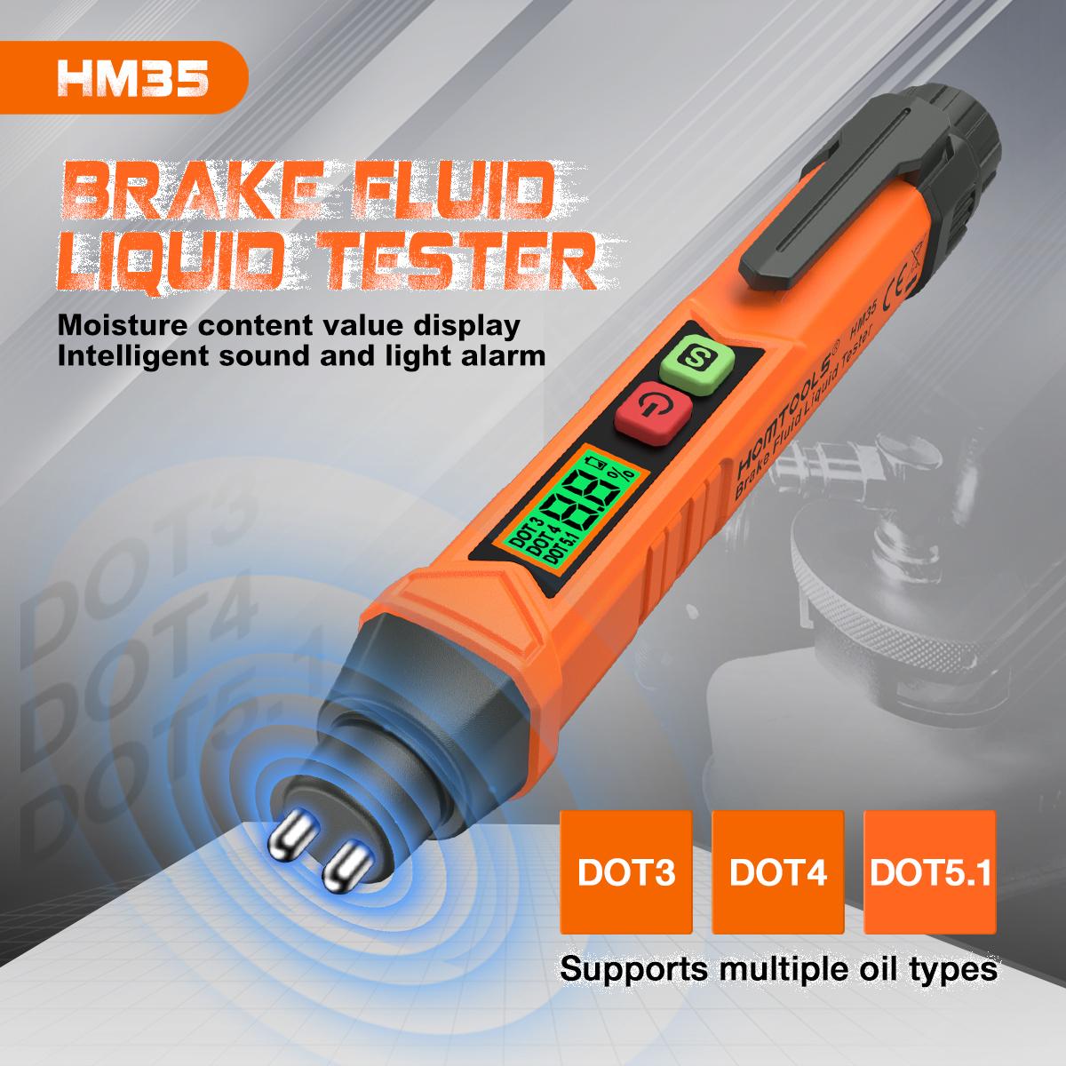 HM35 Brake Fluid Moisture Meter Liquid Oil Tester Analyzer Meter for ...