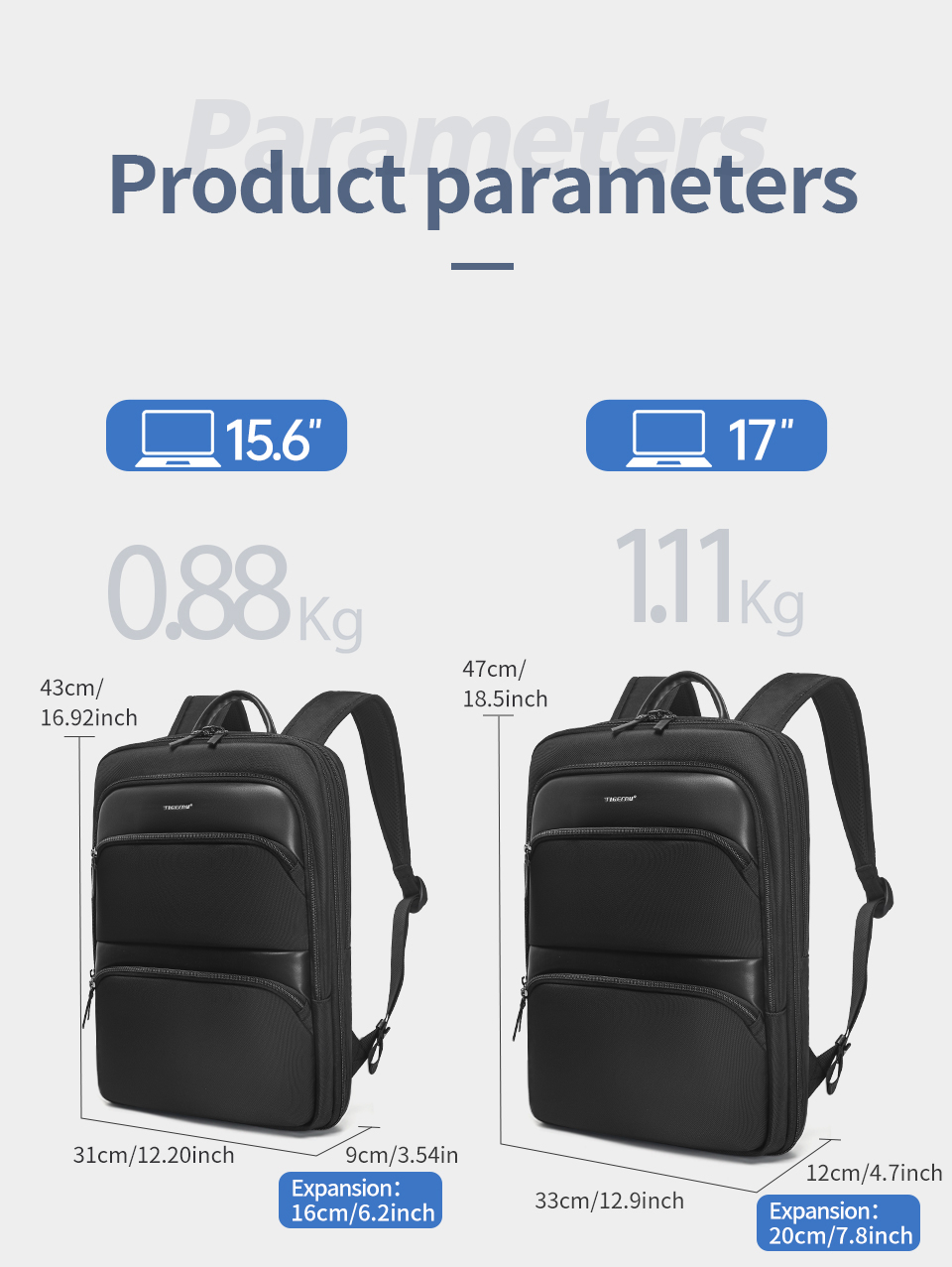 Tigernu 9121 Expandable Lightweight Backpack Large Capacity Business ...