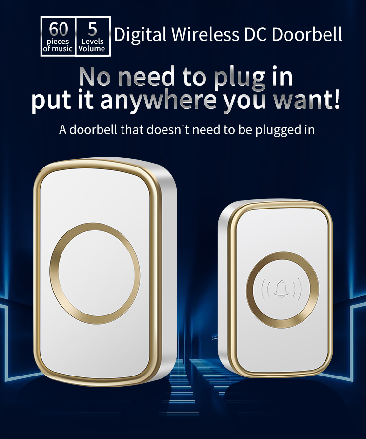 Wireless Doorbell Waterproof Outdoor Call Bell with 60 Ringtones and 5 ...