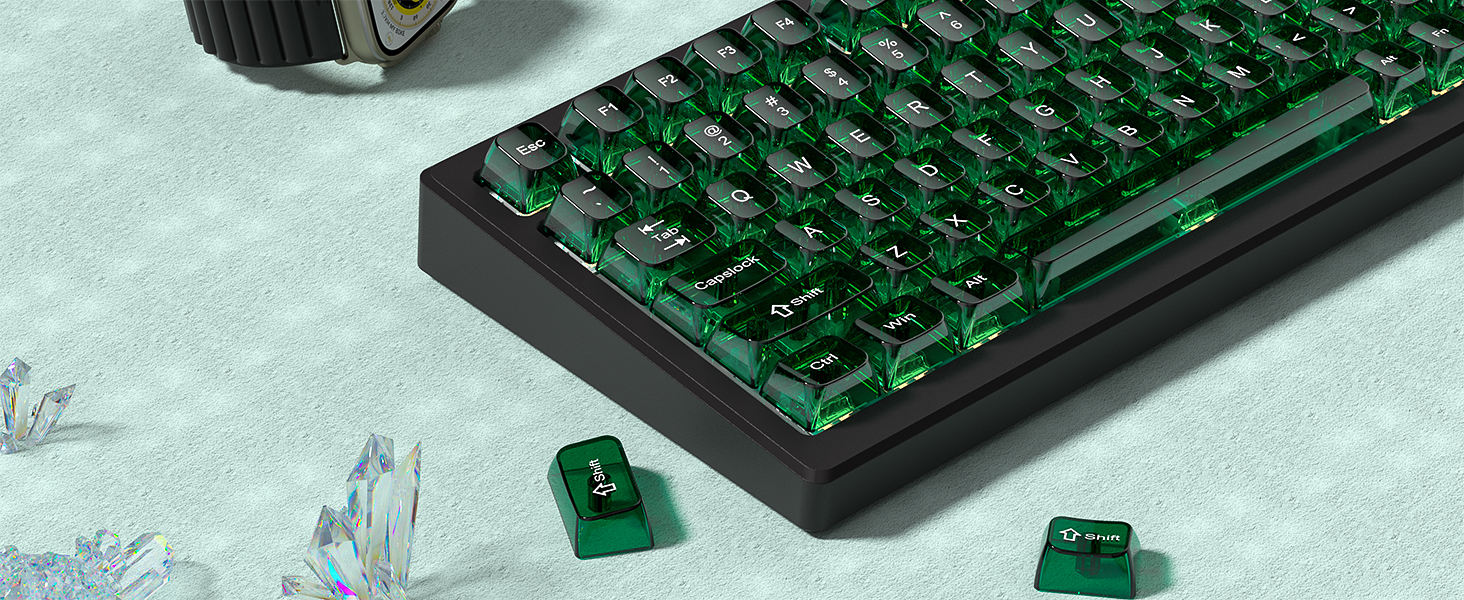 Transparent Jade Green 115 Keys MDA Profile Custom Keycaps Set for ...