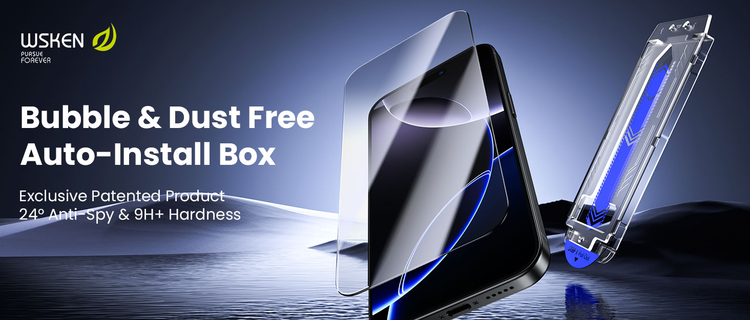 WSKEN HD Tempered Glass Without Black Border for iPh 16 ProMax/17ProMax ...