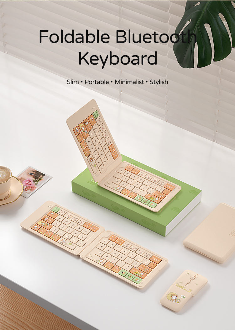 BOW HB399 Folding Bluetooth Keyboard and Mouse Set Mini Compact ...