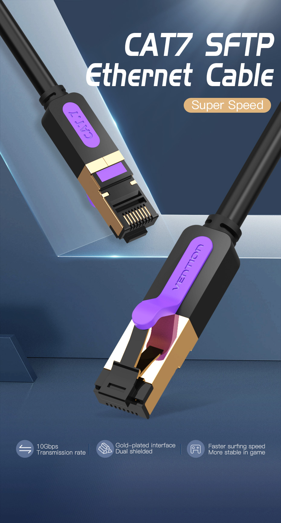 Vention CAT7 RJ45 Cable 10Gbps SFTP Network LAN Cord for PC, Router ...