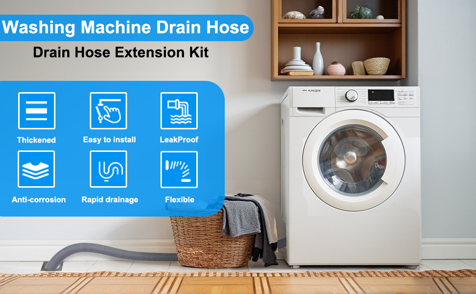 Drain Washing Machine Hose Extension Pipe 1-12M Water Drain Pipe with ...