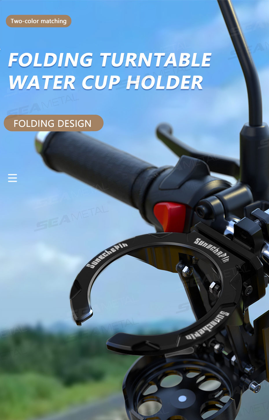 SEAMETAL Motorcycle Cup Holder Foldable Plastic Anti-Vibration Water ...