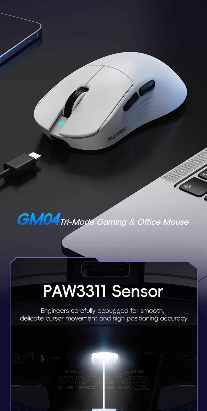 Transformers GM04 Ergonomic Wireless Mouse Paw3311 Buletooth Three Mode ...