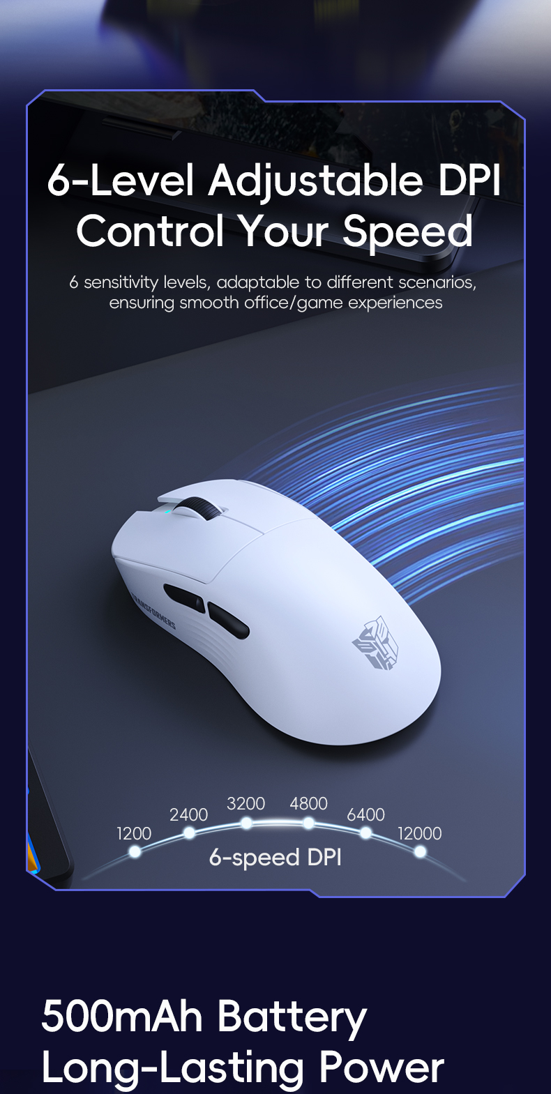 Transformers GM04 Ergonomic Wireless Mouse Paw3311 Buletooth Three Mode ...