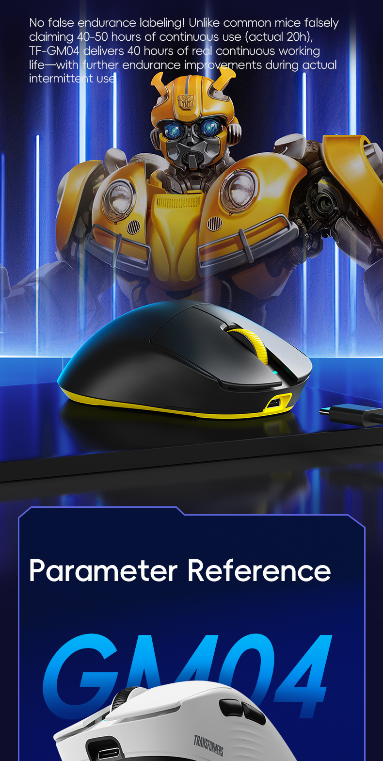 Transformers GM04 Ergonomic Wireless Mouse Paw3311 Buletooth Three Mode ...