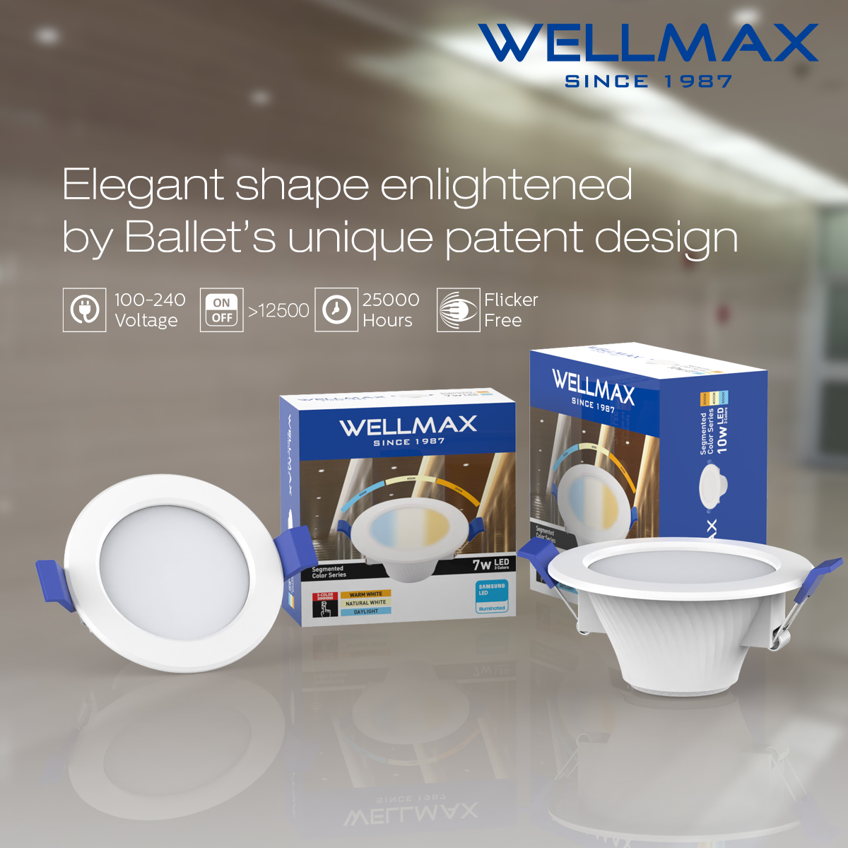 WELLMAX 3 Colors Downlight Adopt SAMSUNG LED Chip Recessed Ceiling Light 7W-15W | Shopee Philippines