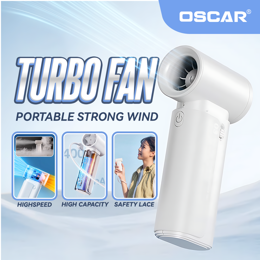 OSCAR High Speed Turbo Fan 4000mAh Rechargeable Cooling Handheld Fan ...