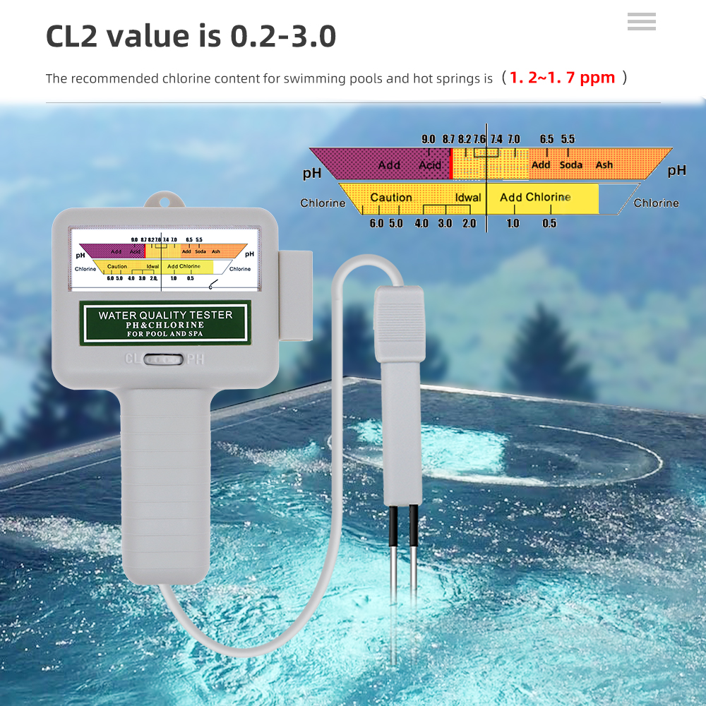 Digital Portable PH & Chlorine Tester - 1.2–1.7 ppm Water Quality Meter ...