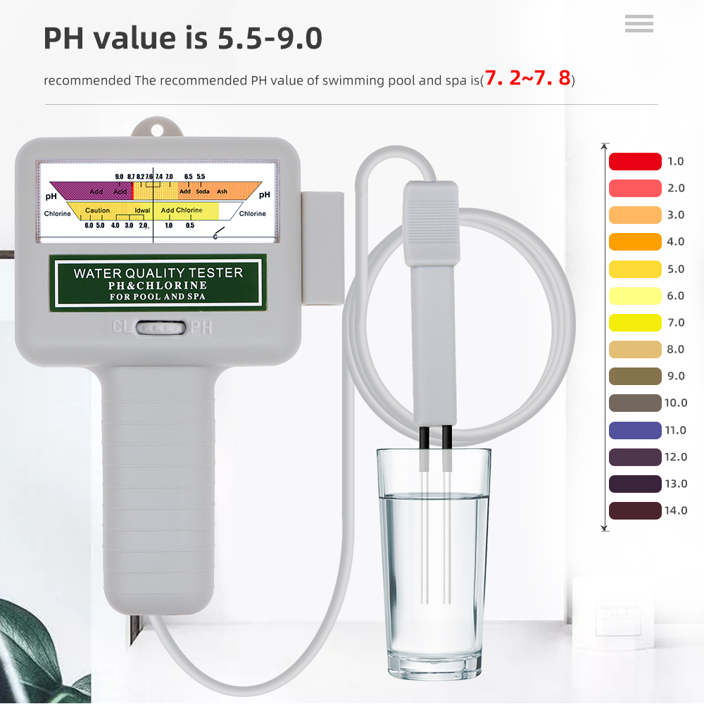 Digital Portable PH & Chlorine Tester - 1.2–1.7 ppm Water Quality Meter ...