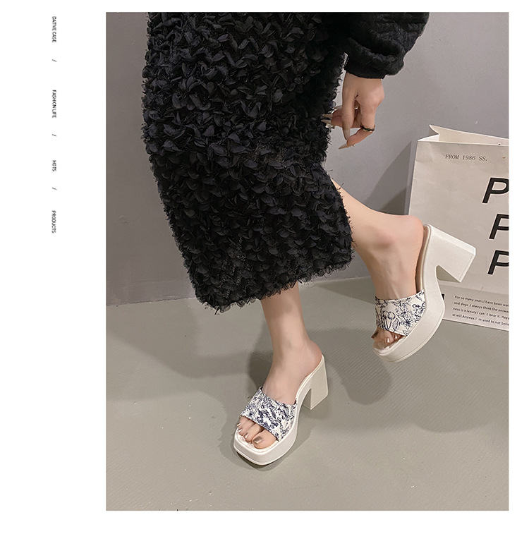 White Sandals for women with 3.5 inch block heels for girls rubber ...