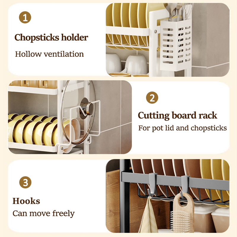SimpleJoy 2/3-Tier Dish Drainer Dish Drying Rack Plate Organizer ...