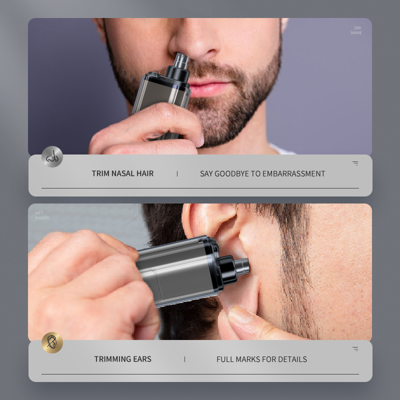 SMILING SHARK Nose Hair Trimmer Low Noise Motor 360° Blade Head Type-C ...