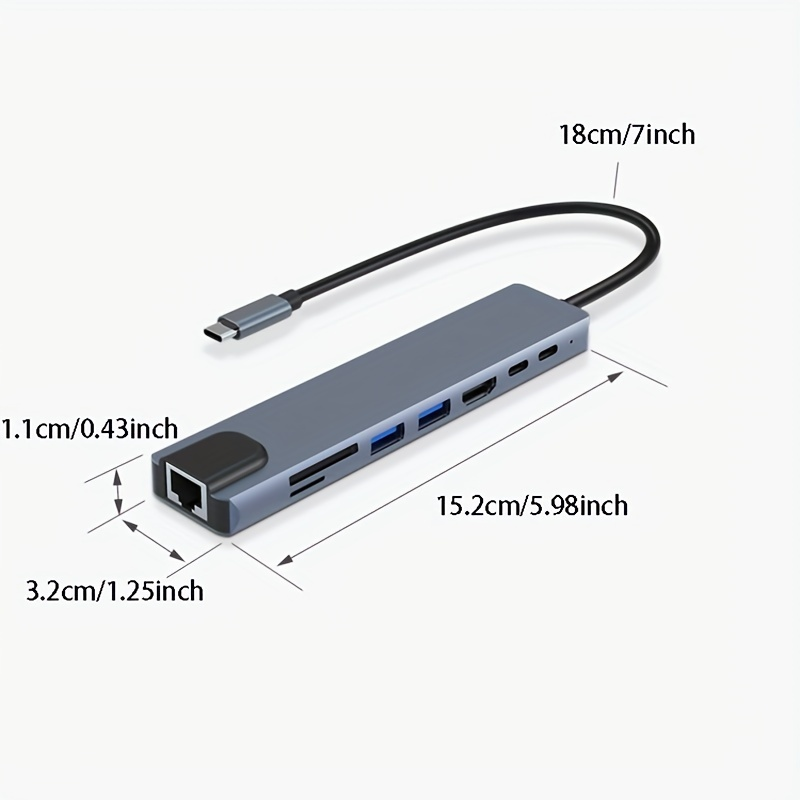 Eight-in-one docking station with Type-C, 100Mbps Ethernet port, USB ...