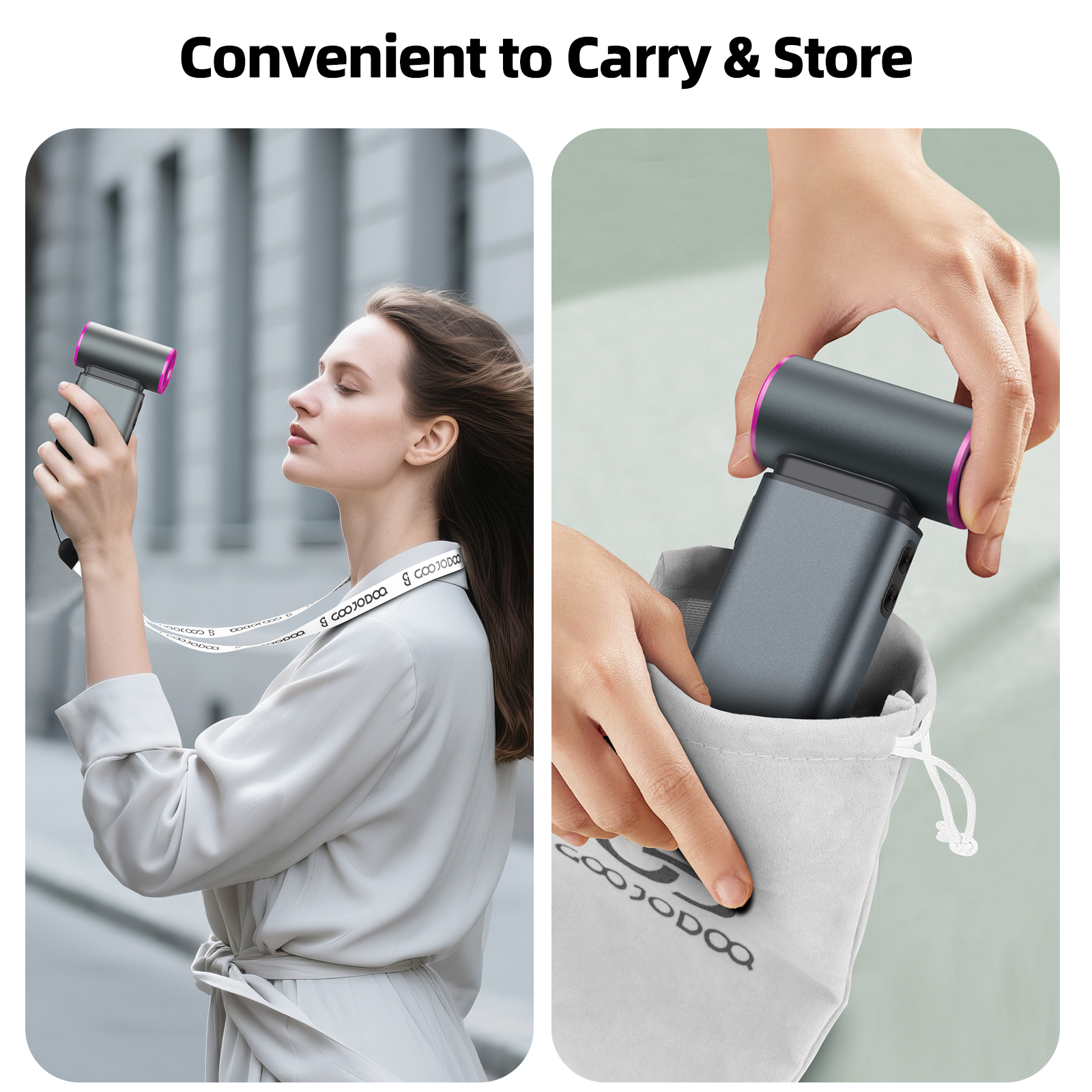 GOOJODOQ 6000 mAh Mini Fan Handheld Portable Rechargeable Turbo ...