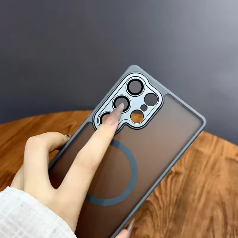 Straight Edge Matte Magnetic Hard Case for Samsung Galaxy S25 S24 S23 ...