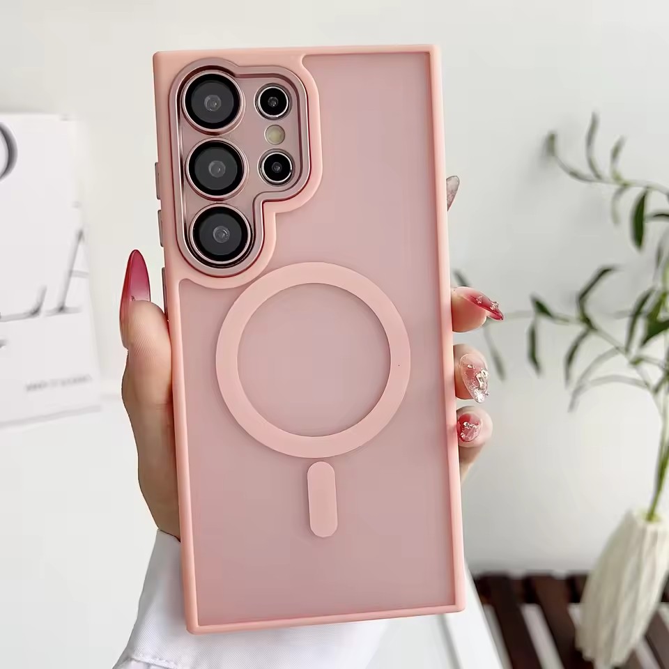 Straight Edge Matte Magnetic Hard Case for Samsung Galaxy S25 S24 S23 ...