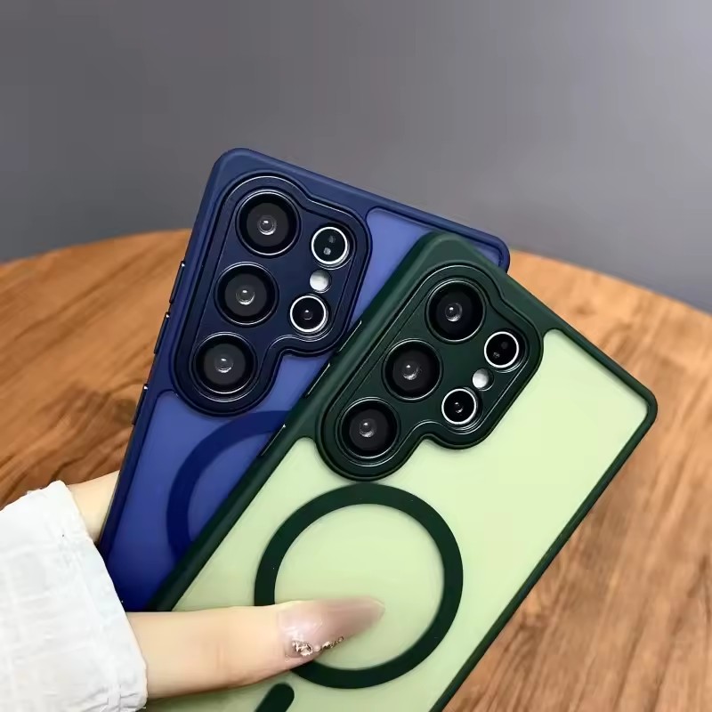 Straight Edge Matte Magnetic Hard Case for Samsung Galaxy S25 S24 S23 ...