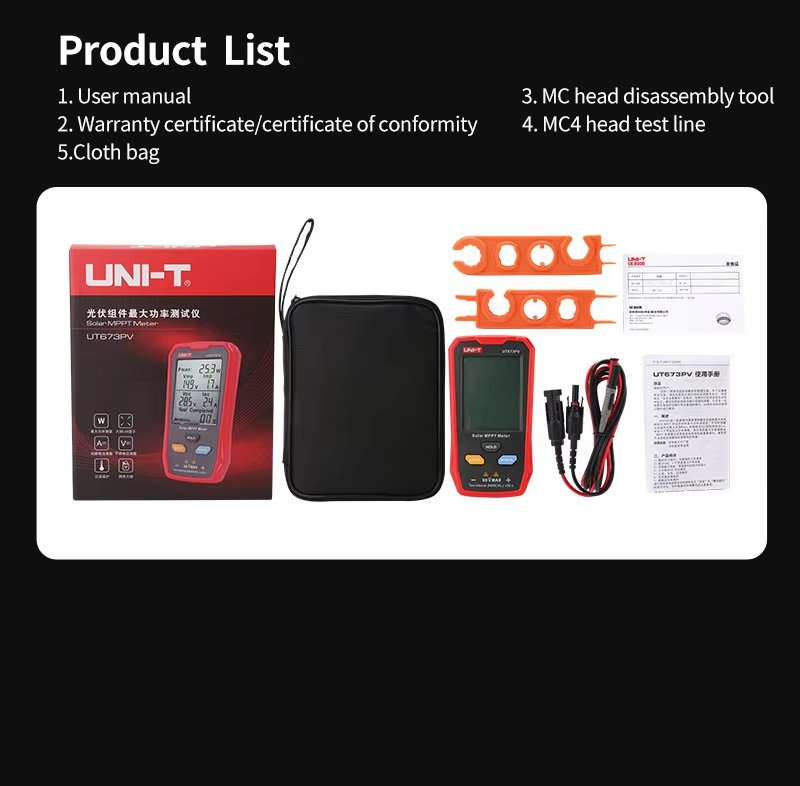 UNI-T UT673PV Solar MPPT Meter 5~800W PV Module Maximum Power Tester ...