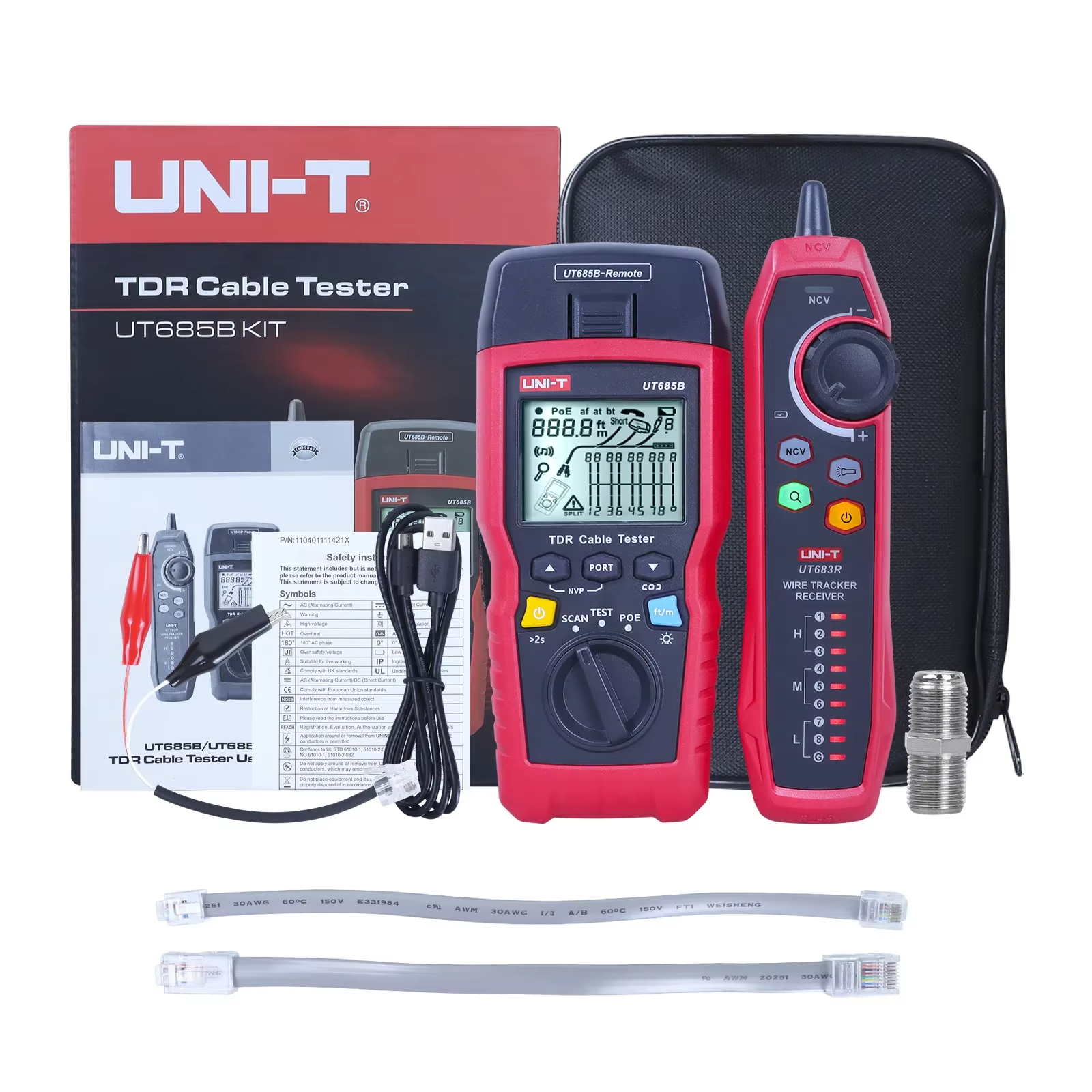 UNI-T UT685B Kit TDR Cable Tester POE Coaxial Network Line Finder ...
