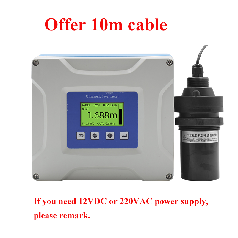 4-20mA Ultrasonic Level Meter 5M 10M Split-type Liquid Ultrasonic Level Sensor For Tank River ...