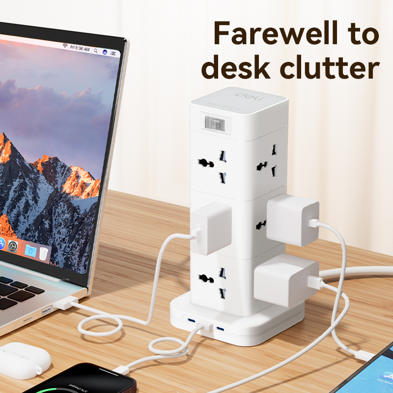 Deli Socket Tower Socket 1/2/3 Layer+1USB+Type-C Multi-functional ...