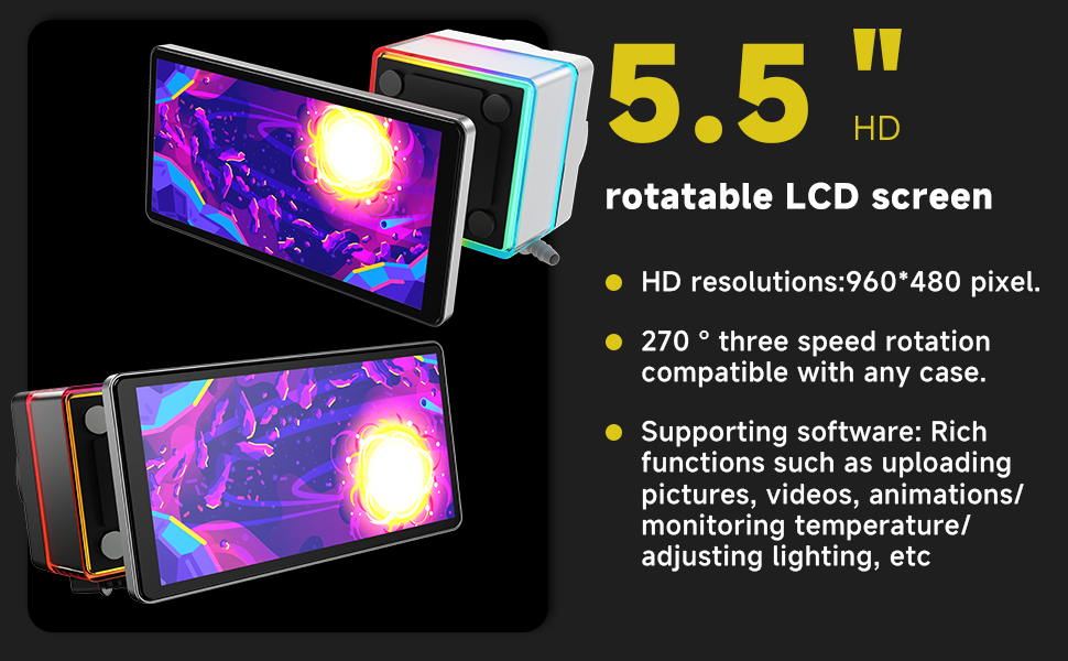 Jungle Leopard Pro Flow 360 CPU Aio Cooler 5.5-inch LCD Screen / 360mm Integrated Fan / 5V 3PIN ...