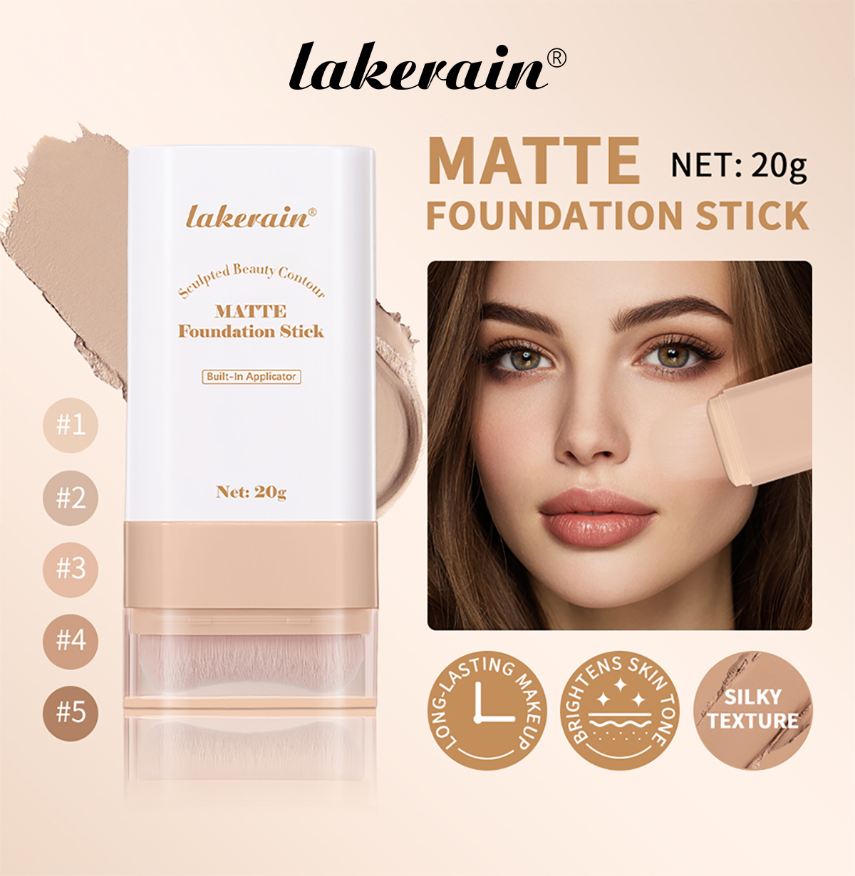 Lakerain Multi-Use Foundation Stick Makeup With Built-In Brush,Flawless ...