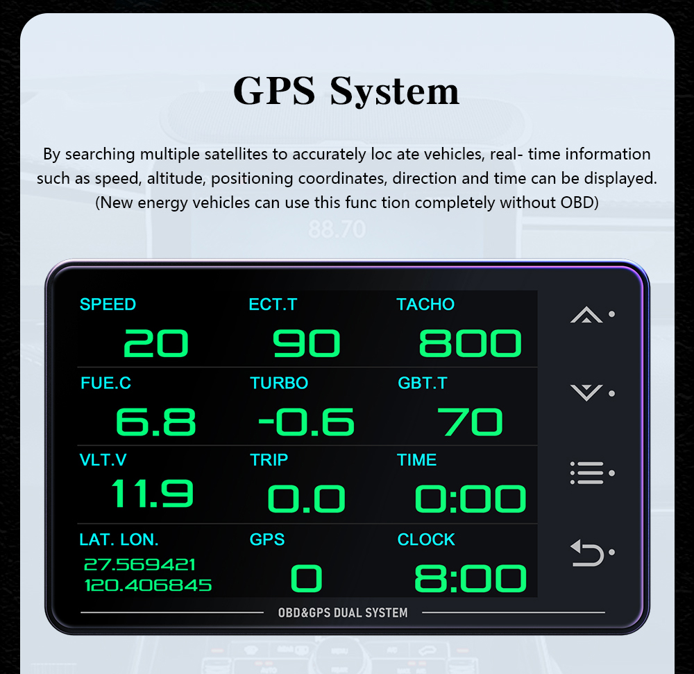 XS Car OBD2+GPS Head Up Display Intelligent Instrument Panel Slope ...