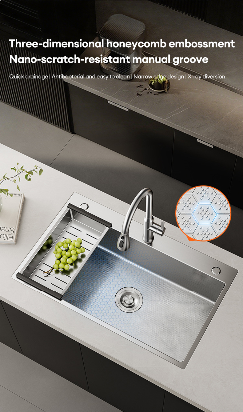 【HOT SALE】GVG SUS 304 Stainless Steel Kitchen Sink Set Honeycomb ...