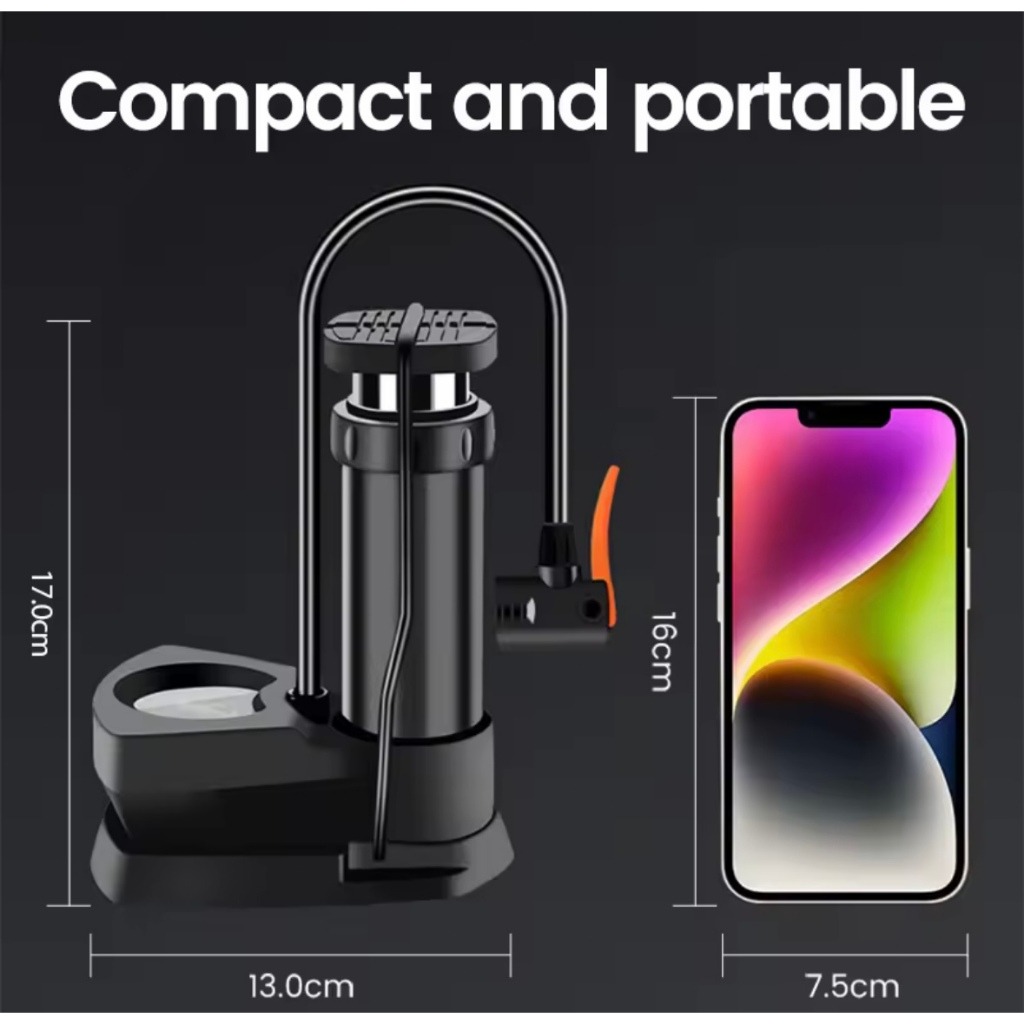 Portable Foot Pump Air pressure gauge pump Car Universal For Tire High ...