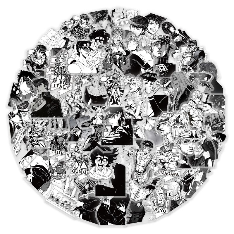 63pcs Black White JoJo Bizarre Adventure Sticker DIY Phone Laptop ...