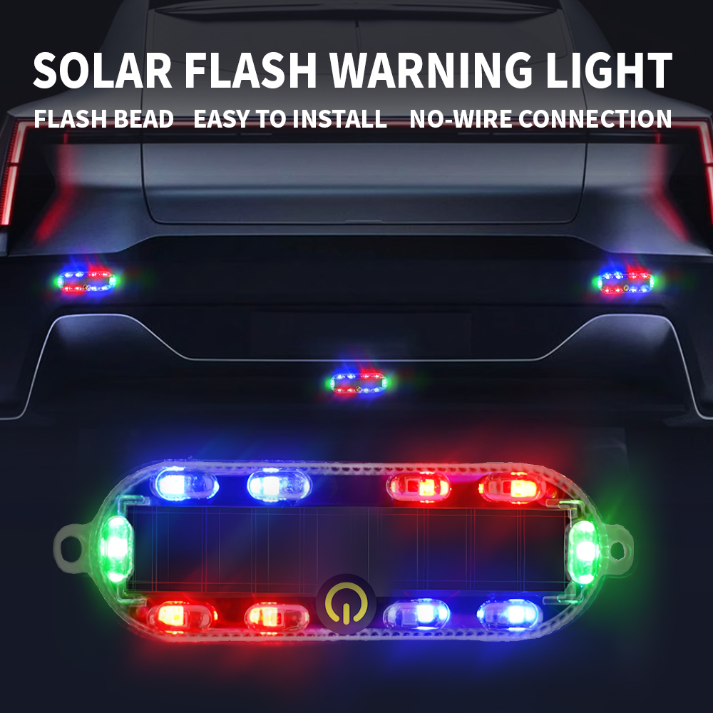Car Solar LED Charging Warning Light Universal Motorcycles Bicycles ...