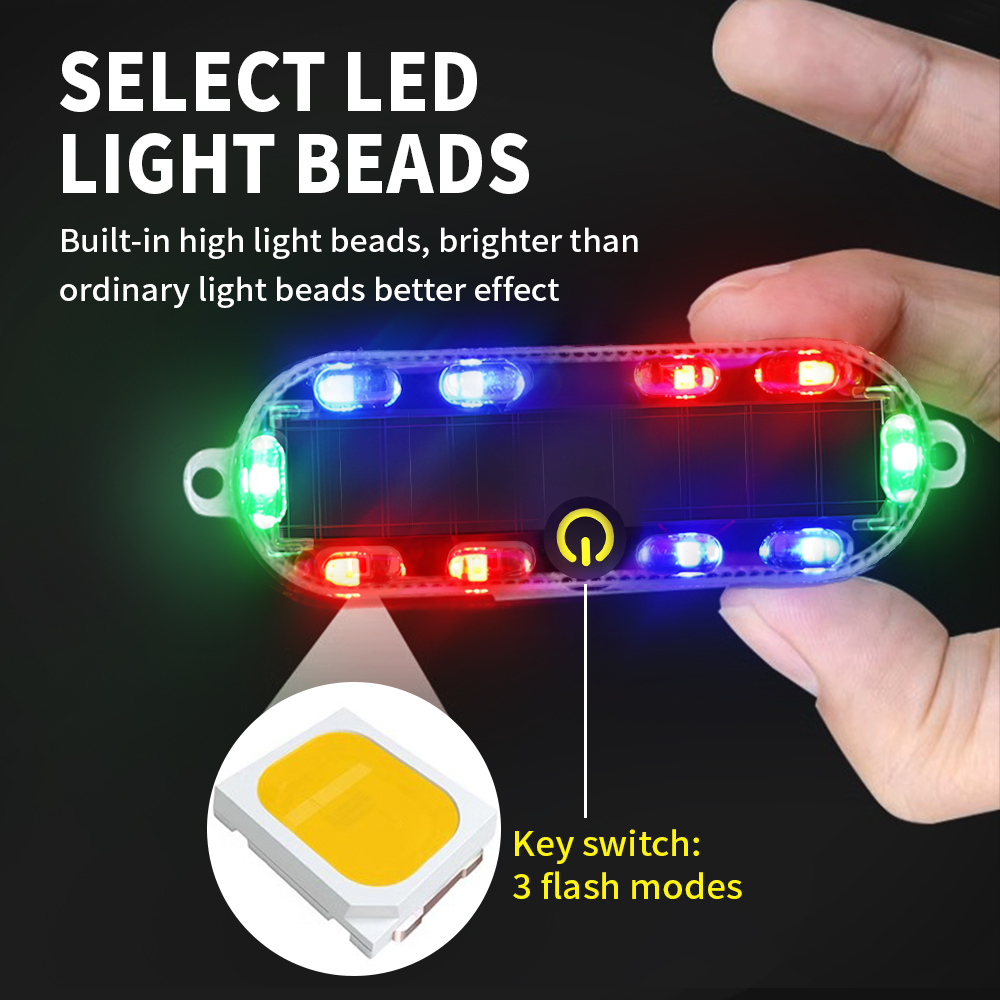 Car Solar LED Charging Warning Light Universal Motorcycles Bicycles ...