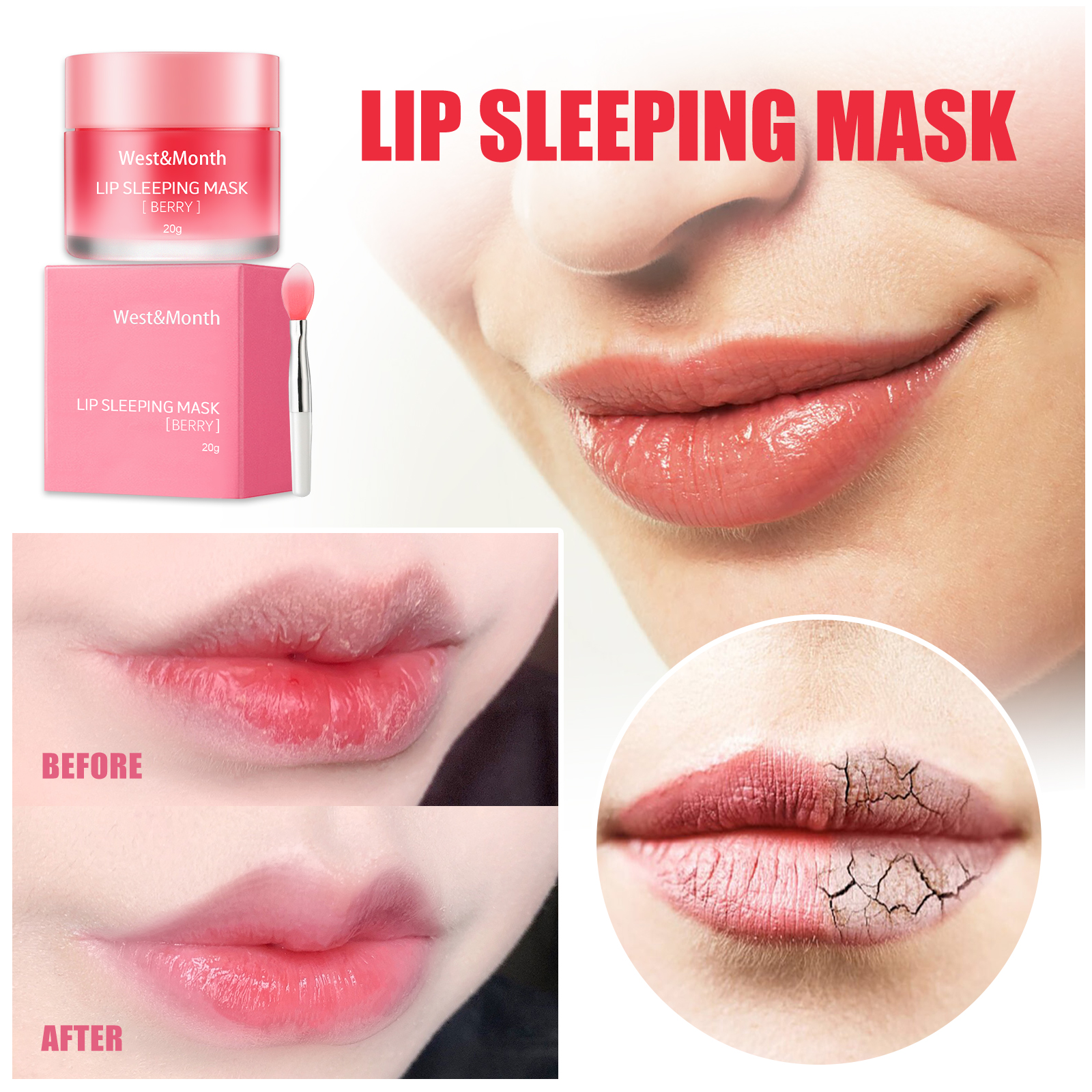 West&Month Jelly Lip Sleeping Mask: Hydrating, Replenishing, Softening ...