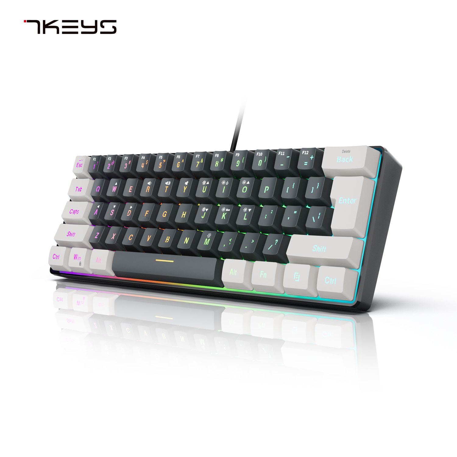 61 Key Compact Mechanical Gaming Keyboard with RGB Wired for Laptops ...