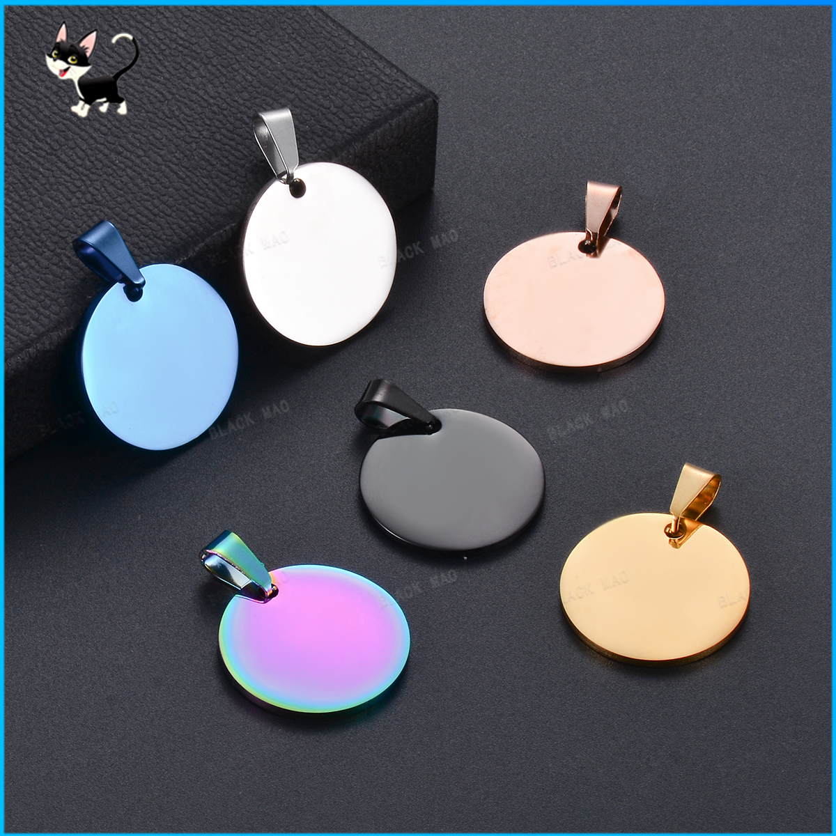 1PC Round Shape Stainless Steel Dog Tags Pendant Anti-lost Personalized ...