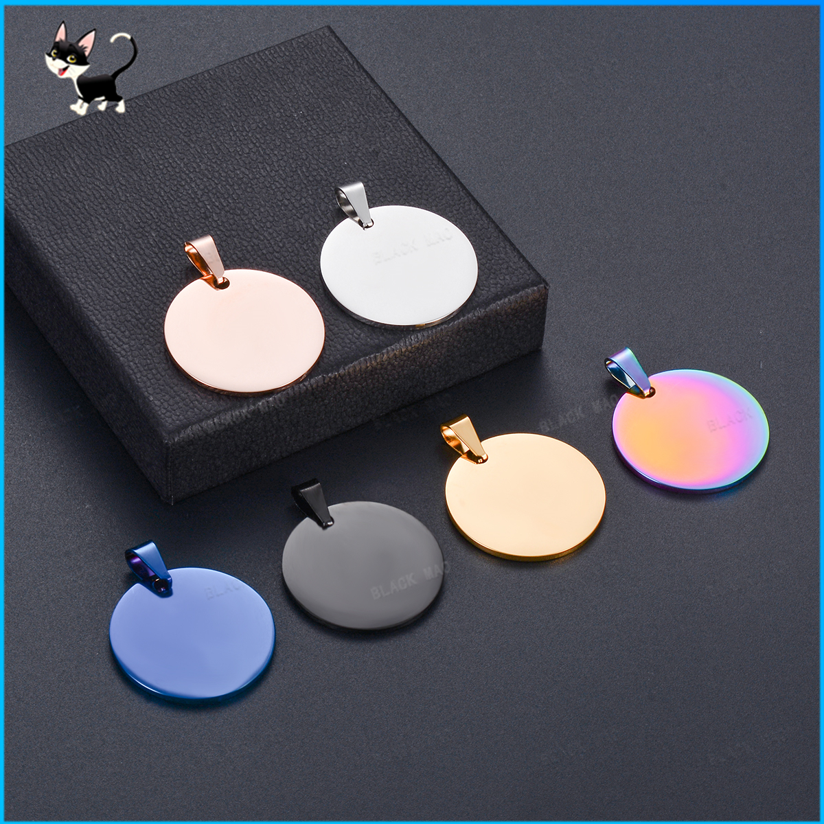 1PC Round Shape Stainless Steel Dog Tags Pendant Anti-lost Personalized ...