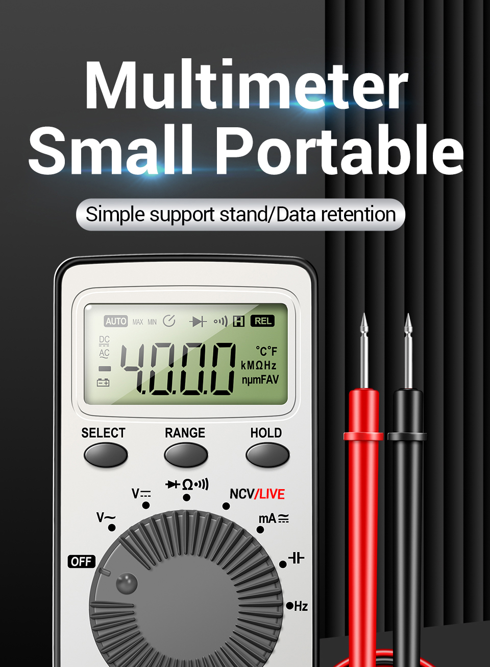 ANENG AN101 Mini Digital Multimeter - 1999 T-RMS AC/DC Tester with NCV ...