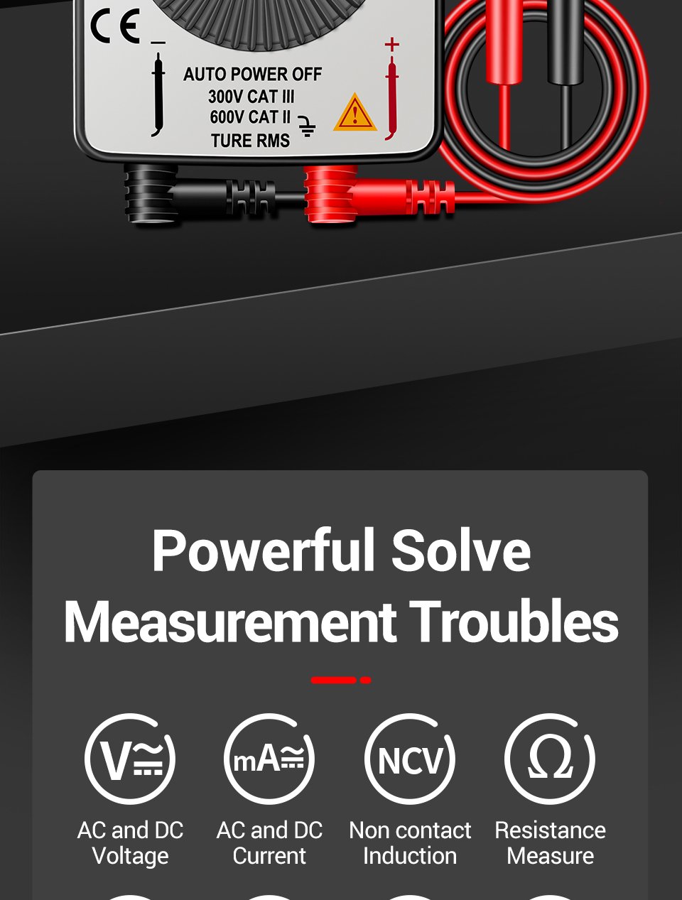ANENG AN101 Mini Digital Multimeter - 1999 T-RMS AC/DC Tester with NCV ...