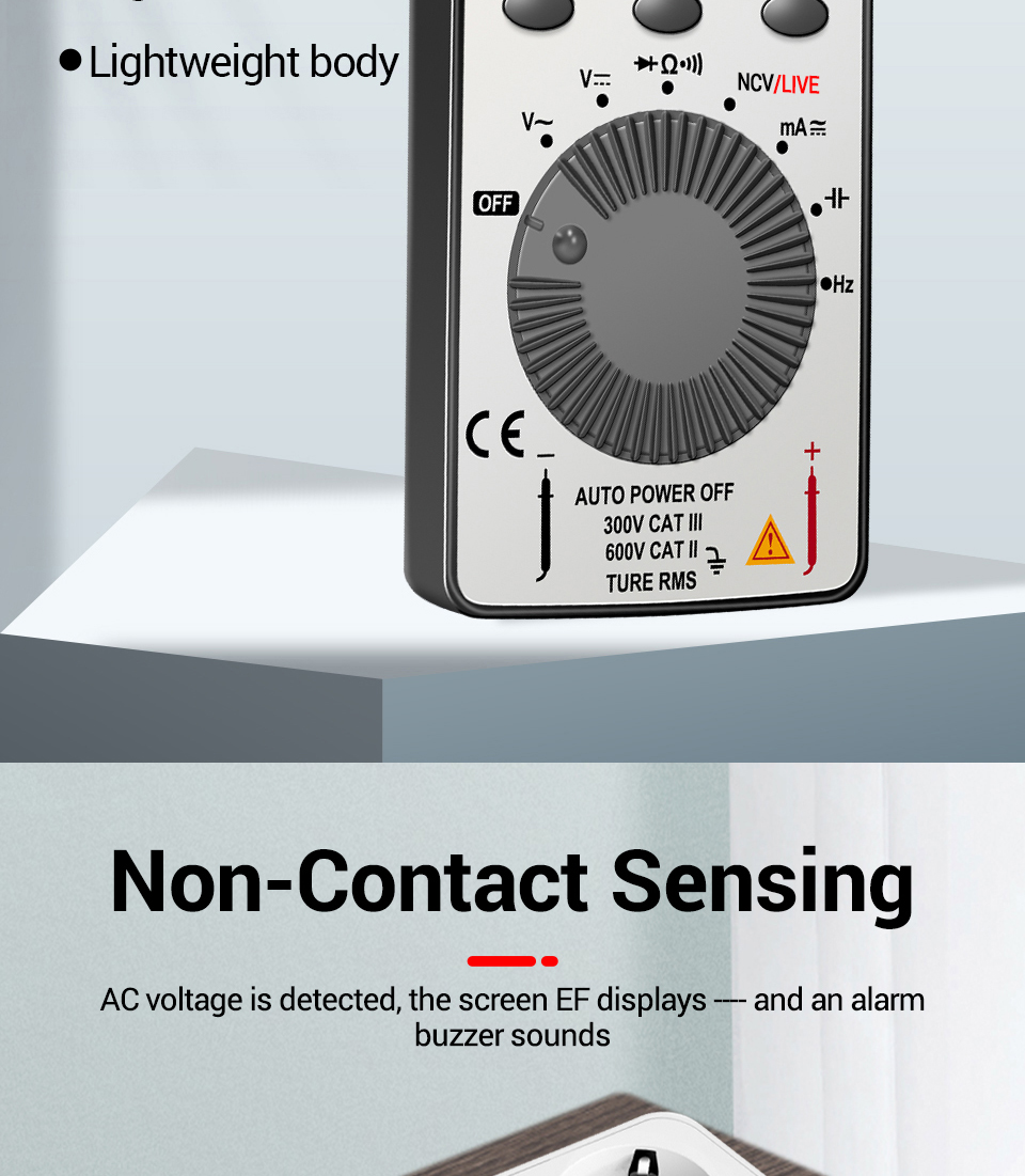 ANENG AN101 Mini Digital Multimeter - 1999 T-RMS AC/DC Tester with NCV ...