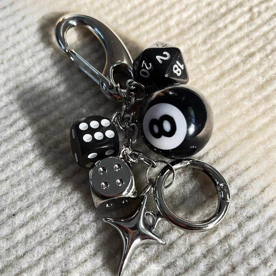 Gothic Dice Keychain - Handmade Obsidian Pendant for Bags & Keys - Edgy ...