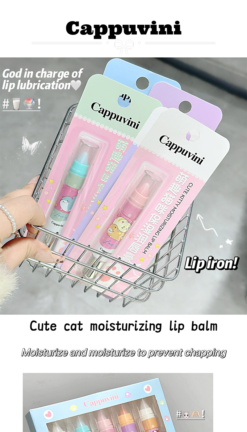 CAPPUVINI Cat-Shaped Lip Balm – Moisturizing, Autumn Winter Lip Primer ...