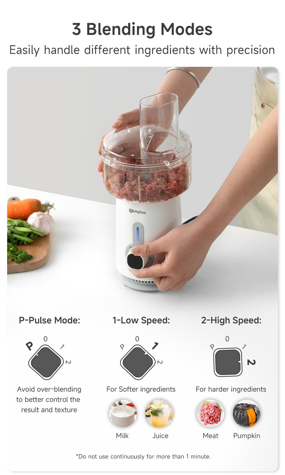 Simplus 3 in 1 Blender And Food Processor For Kitchen For Smoothies Juicer Meat Grinder Food ...