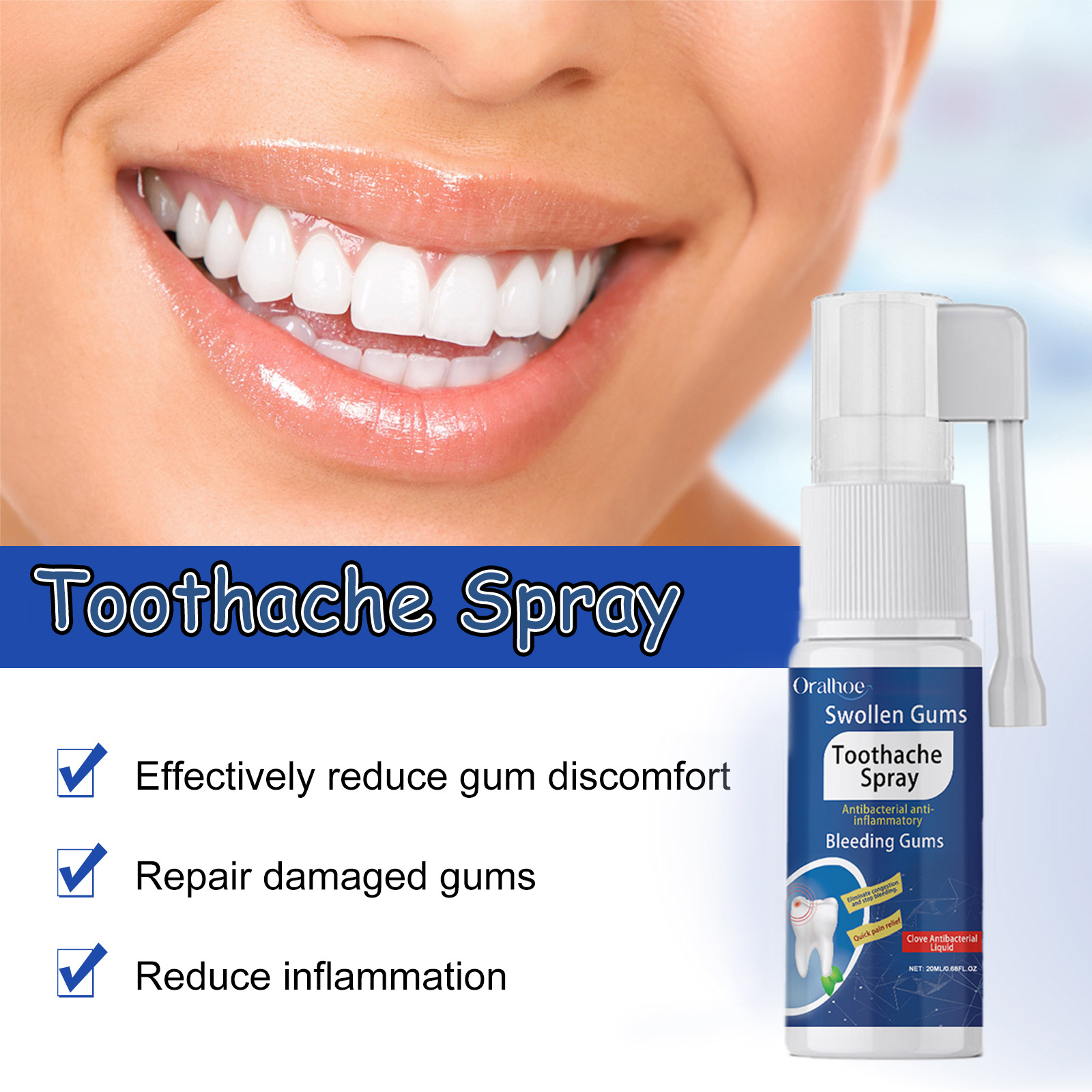 Oralhoe Toothache Spray Relieves Gum Pain Inflammation Care For Teeth ...