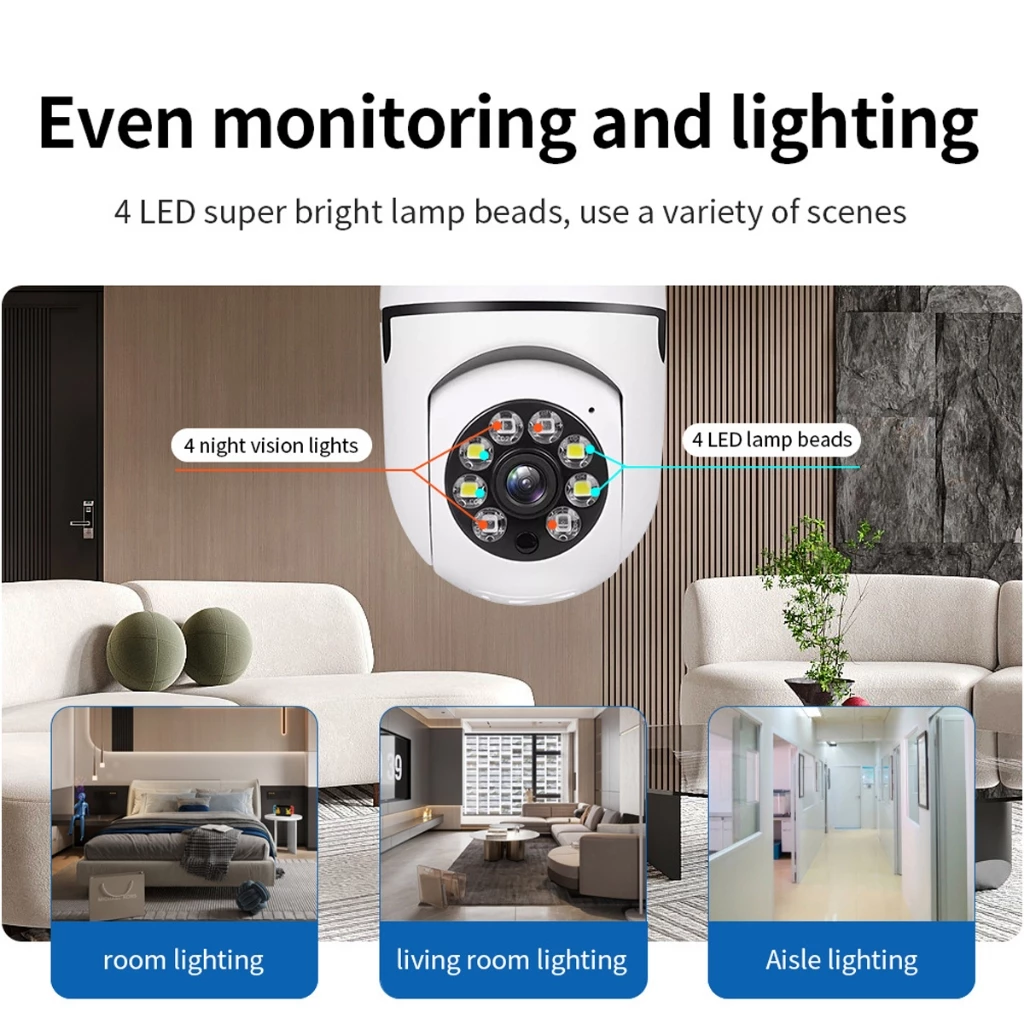 Waterproof V360 Pro 1080P Smart Wifi CCTV Bulb with 360° PTZ Panoramic ...