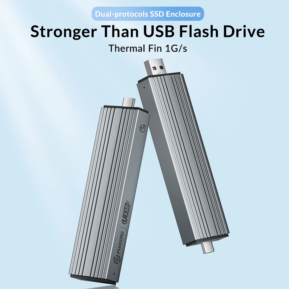 PHIXERO Dual Protocols M.2 NVME NGFF SATA Enclosure SSD External HD ...